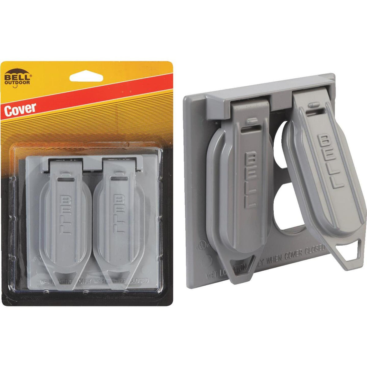 Bell Vertical 2-Gang Aluminum Gray Weatherproof Outdoor Outlet Cover ...